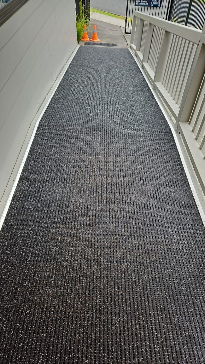 Non-slip matting for ramps, walkways, decks and stairs.
